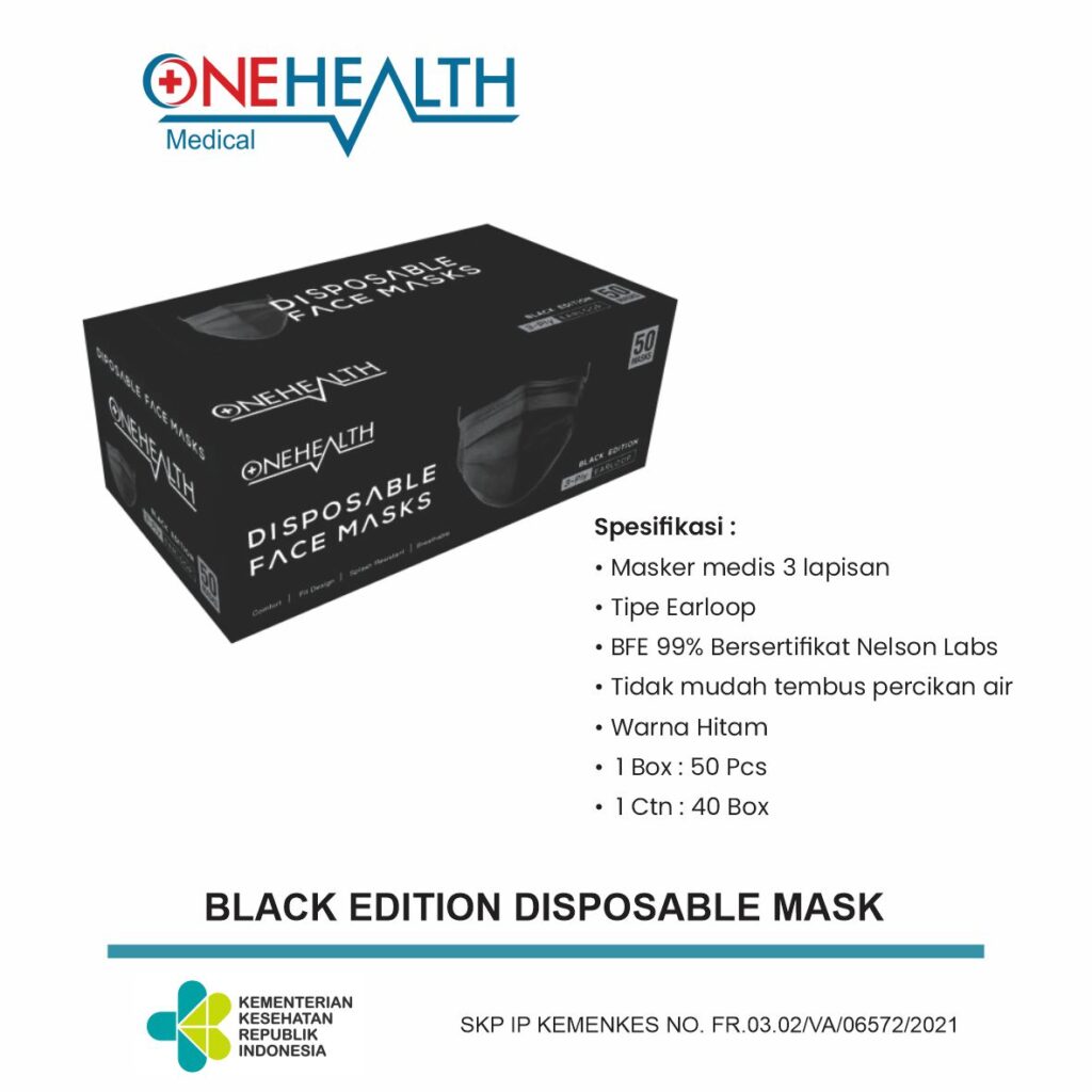 MASKER DISPOSABLE FACE MASK BLACK EDITION – OneHealth.id