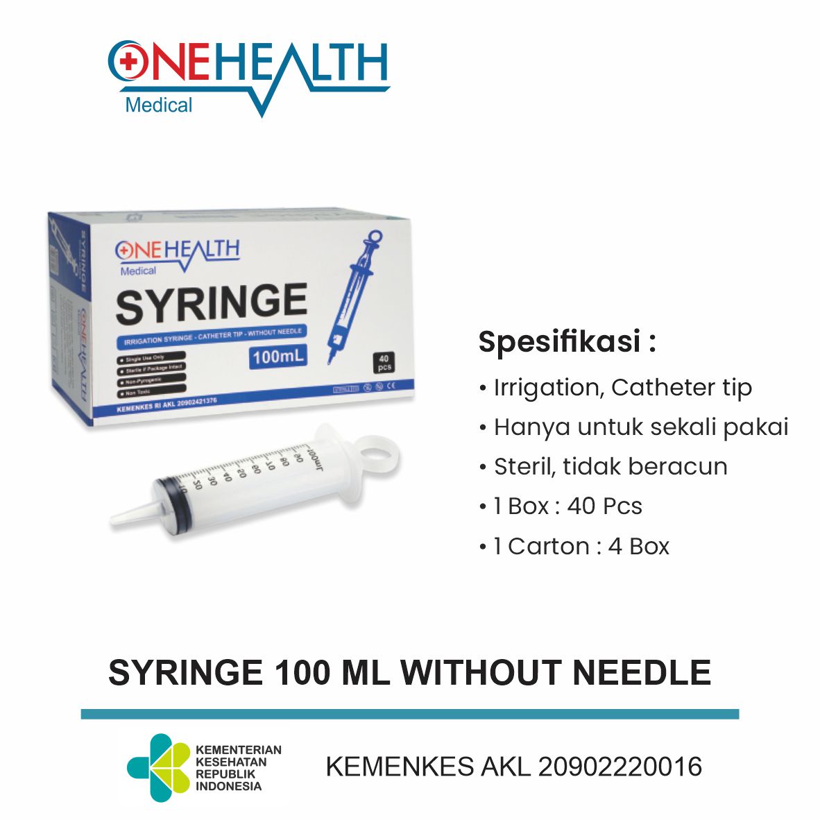 SYRINGE 100 ML WITHOUT NEEDLE – OneHealth.id
